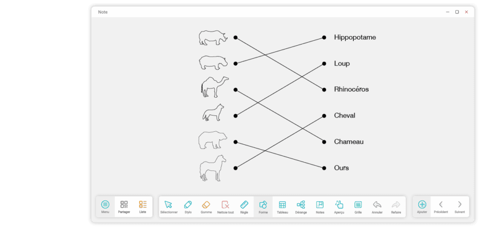 Note 2: interactive whiteboard software for an interactive screen
